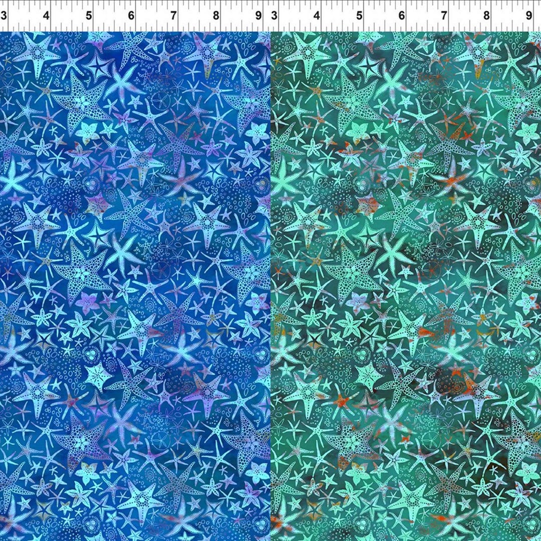 Calypso III Starfish by Jason Yenter for in the Beginning Fabrics- Starfish 37CAL-1 Blue and ...