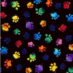 Cat Paws Meow-za Multi Colored Paws on Black by Chong A Hwang From ...