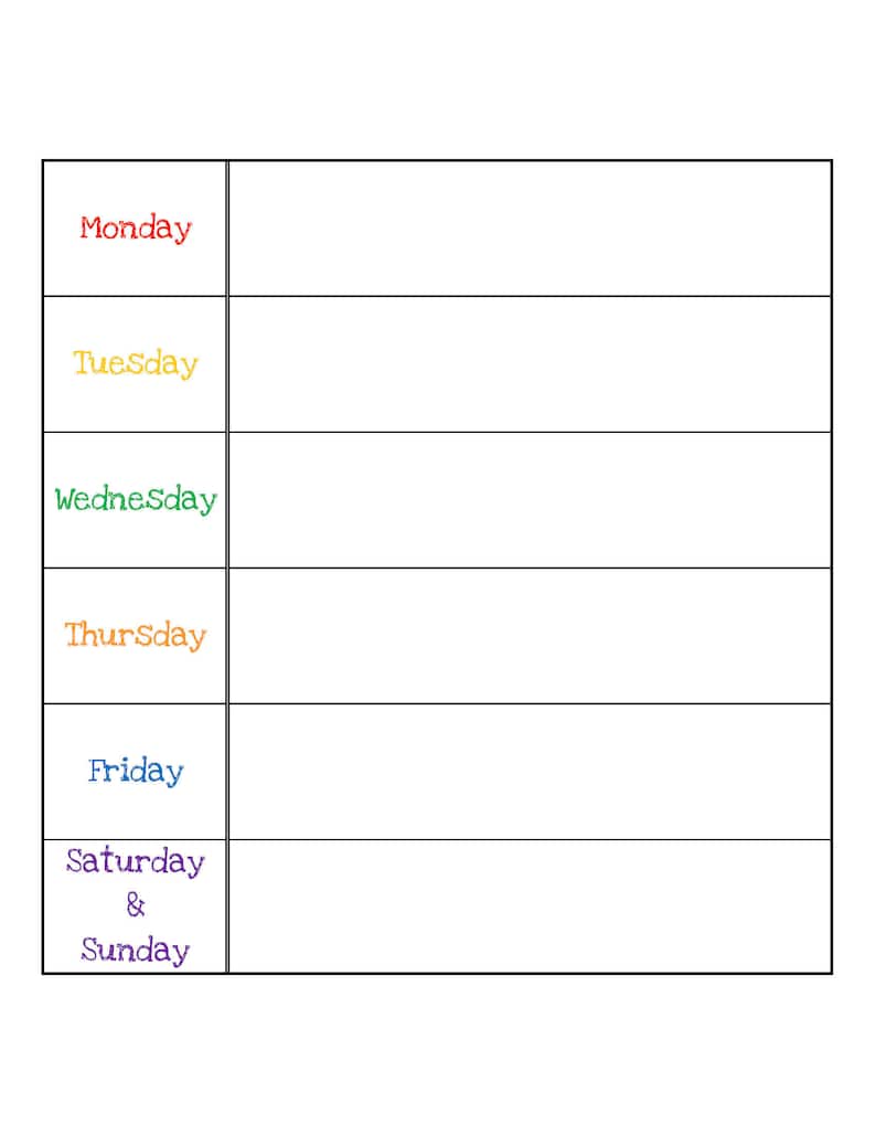 Simple Weekly Schedule - Etsy