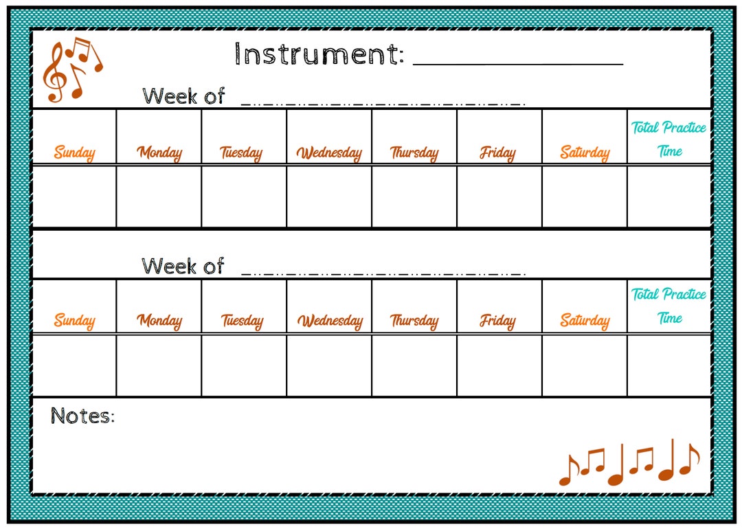 Music Practice Schedule - Etsy