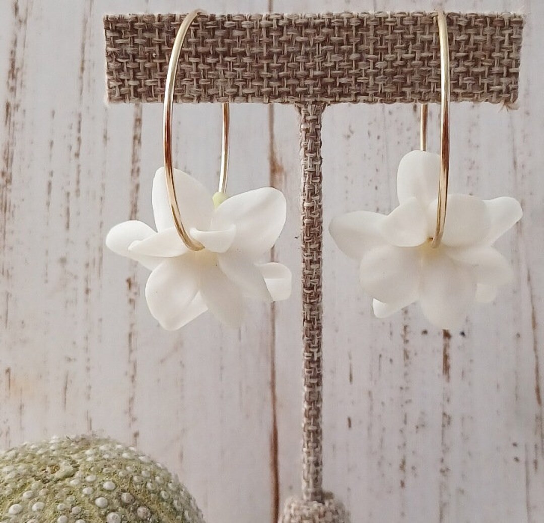 Pikake Flower Endless Hoop Earrings | Gold Hoops | Jasmine Flower ...