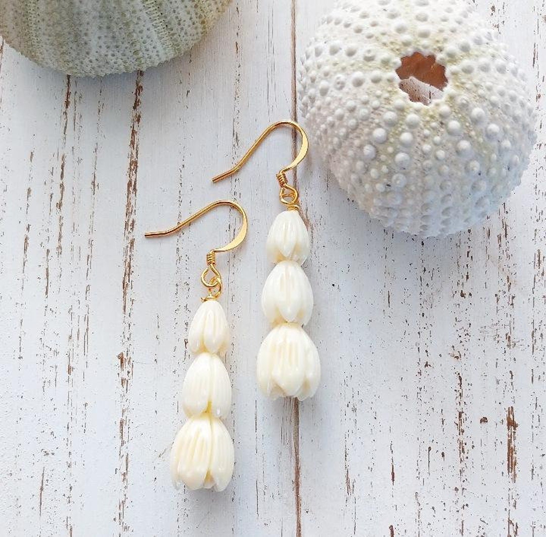 Pikake Flower Dangle | Cream | Small Flower Earrings | Hawaiian Flower ...