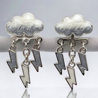 Stormy Rain Clouds and Lightning Bolt Earrings ~ Made to Order - Etsy