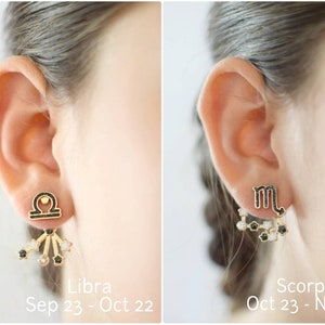 Zodiac Sign & Star Constellation Earrings Unique Front Back Style ...