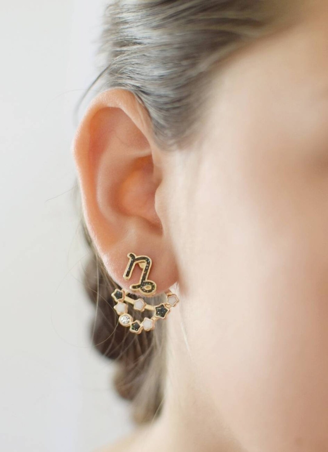 Capricorn Earrings: Hand Painted Zodiac Constellation, Surgical Steel ...