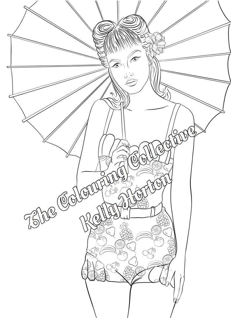 Vintage 1950s Rockabilly Adult Colouring Pages / Digital Stamp ...