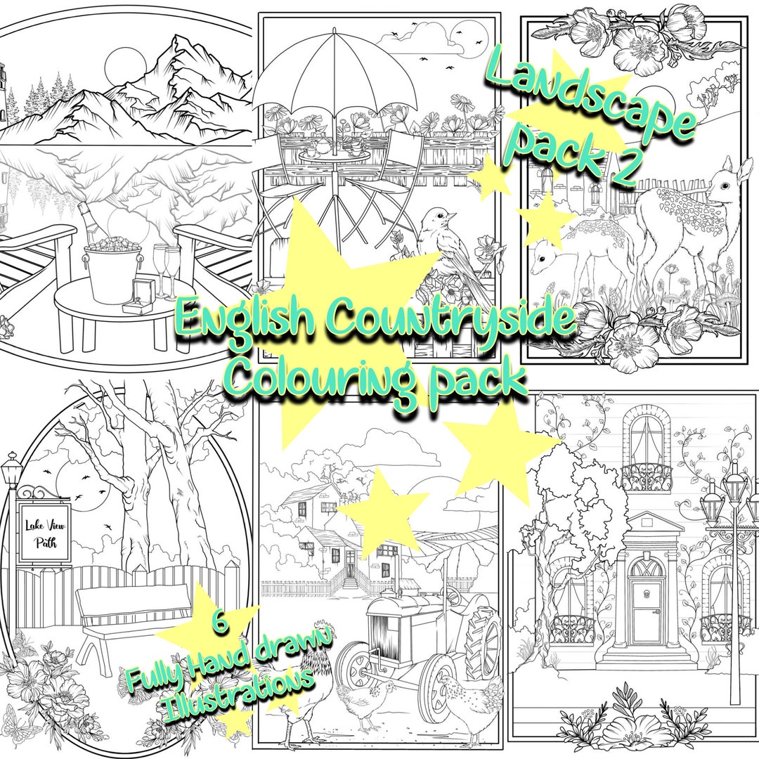 English Countryside Adult Colouring Pack 2 - Etsy