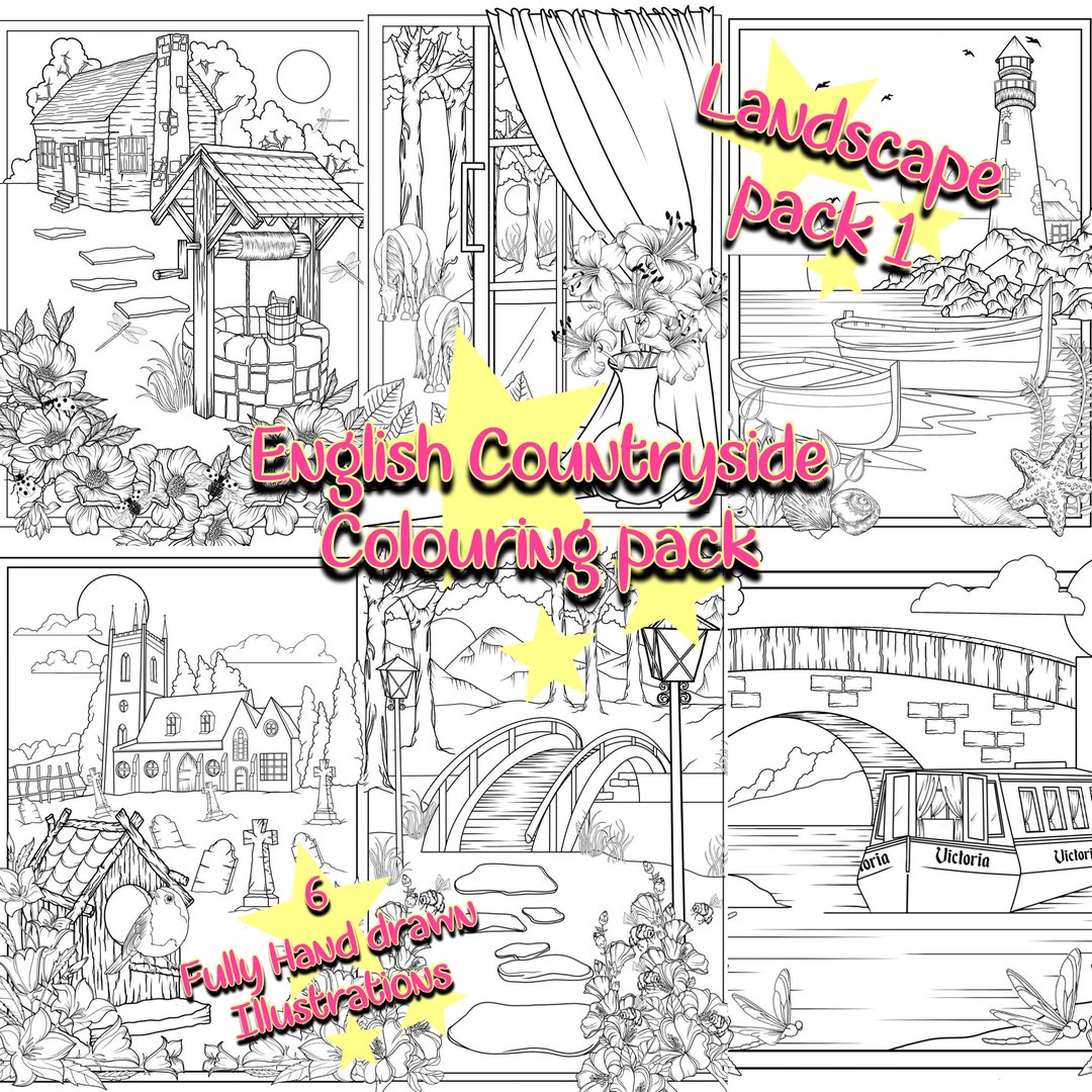 English Countryside Adult Colouring Pack 1 - Etsy