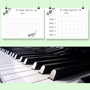 Music Log Piano Practice Tracker Kids Monthly Habit Tracker Music ...