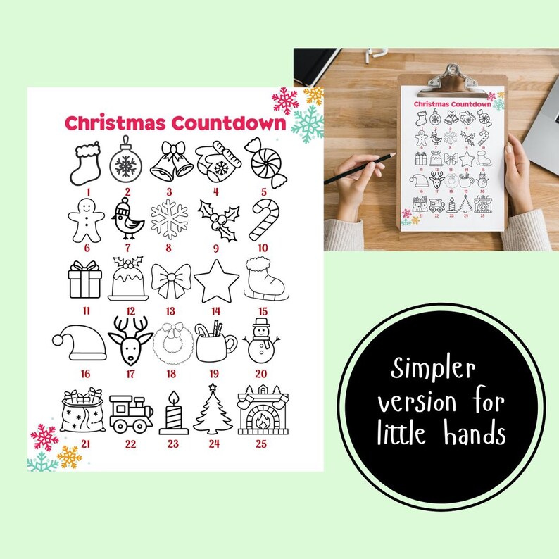 Christmas Coloring Countdown Christmas School Printable Preschool ...