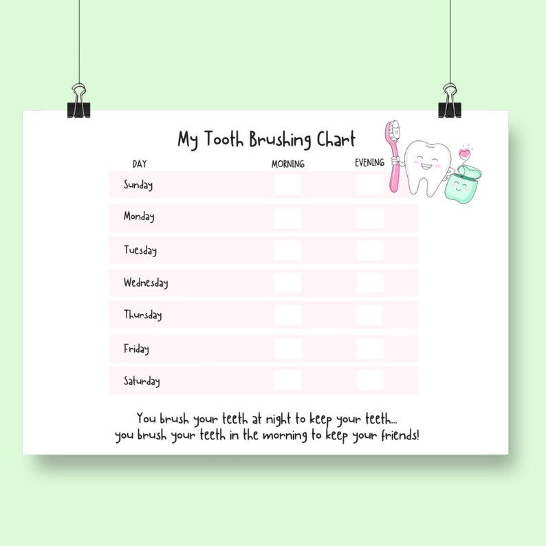 Tooth Brush Chart Kids Habit Tracker Boys and Girls Reward Chart - Etsy