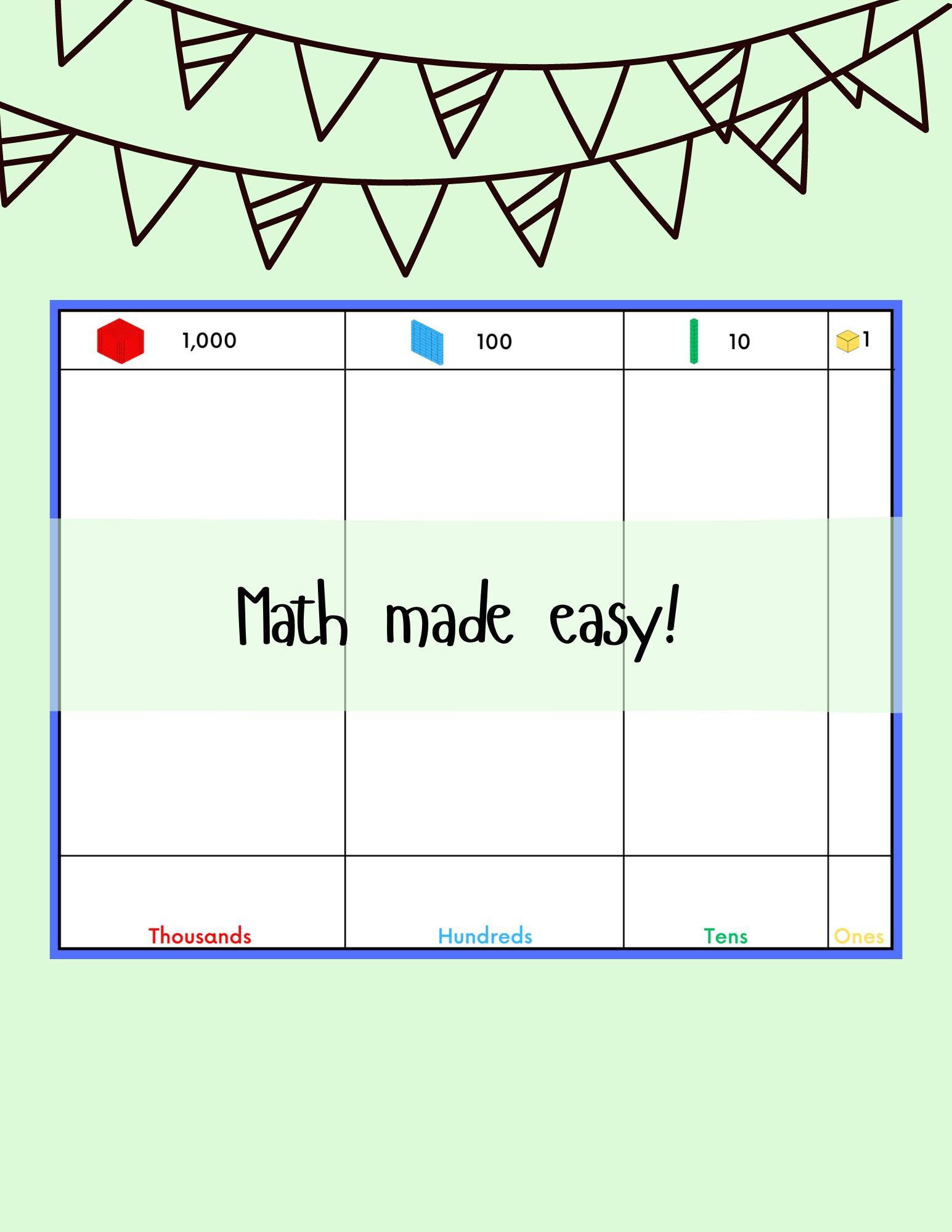 Place Value Mat Base 10 Learning Chart - Etsy