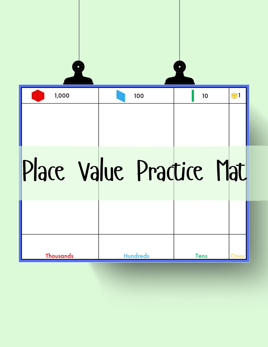 Place Value Mat Base 10 Learning Chart - Etsy