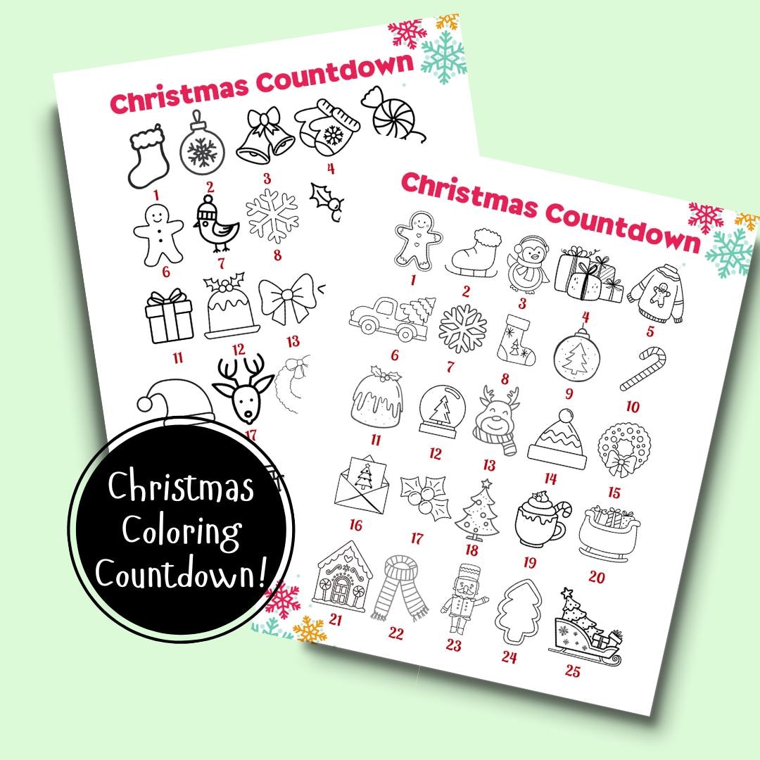 Christmas Coloring Countdown Christmas School Printable Preschool ...