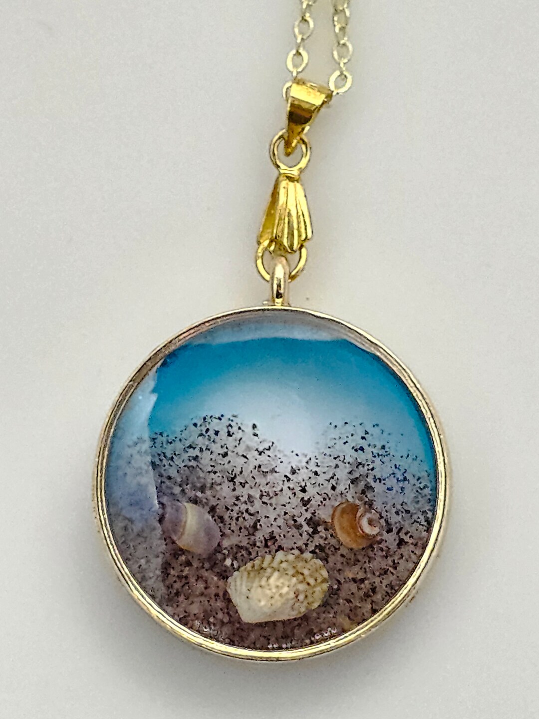 Resin Beach Pendant With Genuine Tiny Seashells and Beach Sand - Etsy