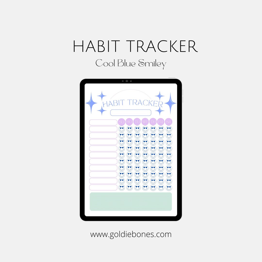 Habit Tracker Smiley Face | Printable PDF, Goodnotes Template - Etsy