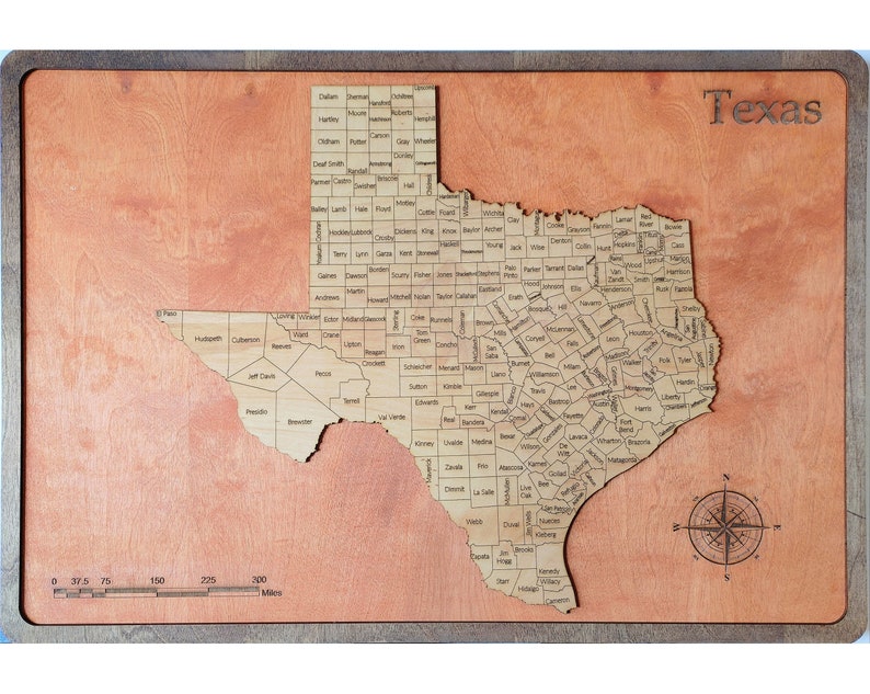 Texas Wood Map Engraved Wood Map - Etsy
