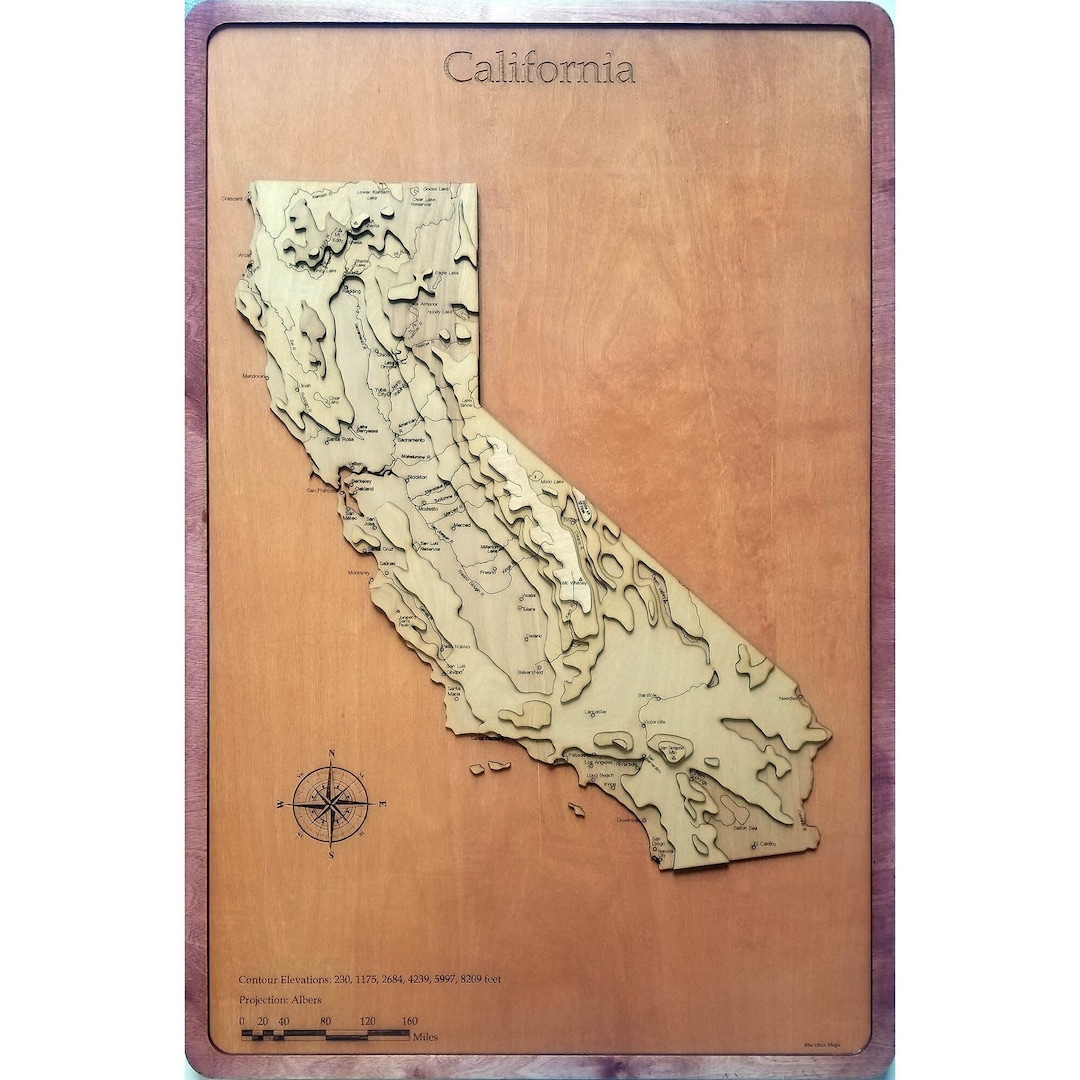 California Map Handmade Gift Wood Wall Art - Vintage Travel Home Decor ...