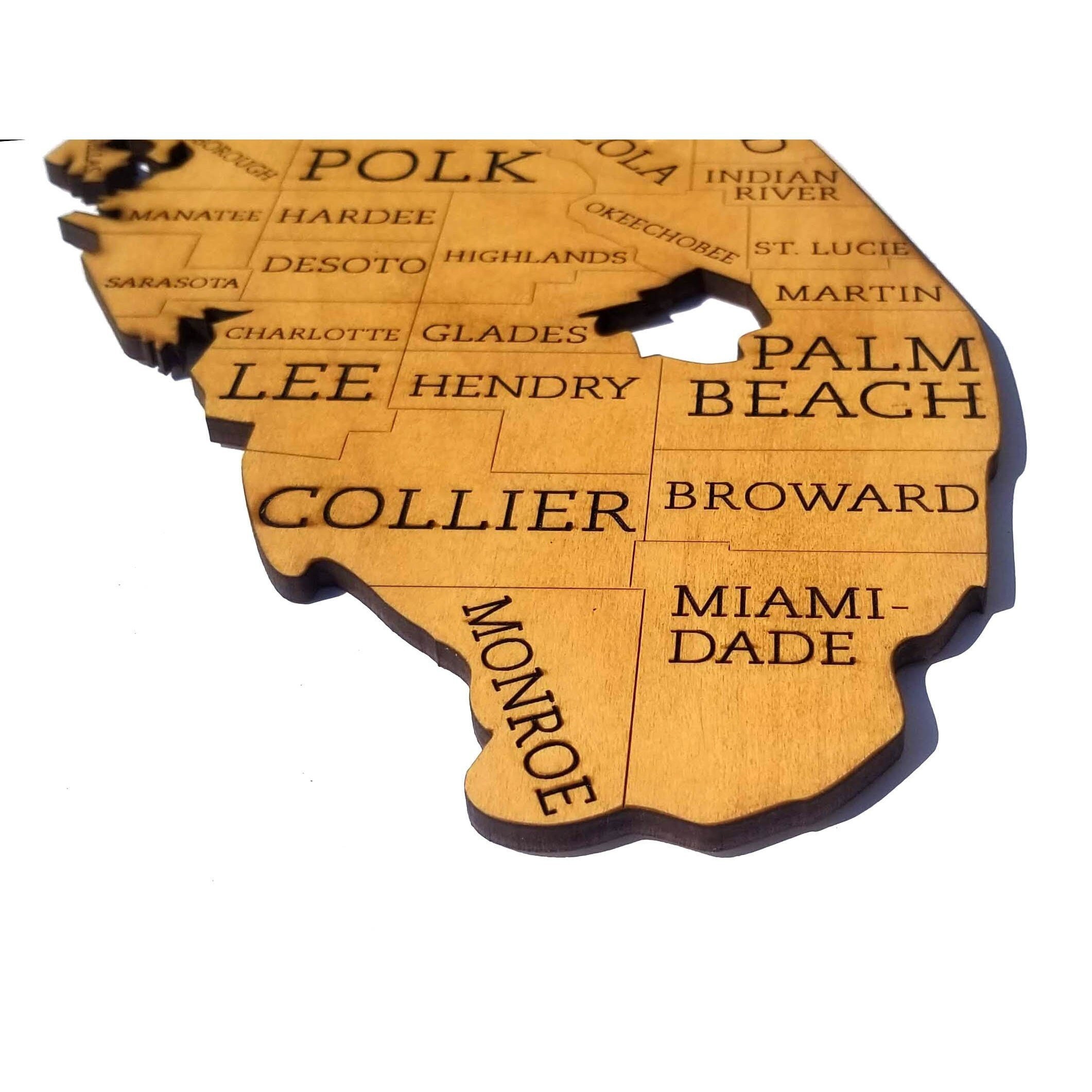 Florida State County Map Handmade Gift Wood Wall Art - Vintage Travel ...