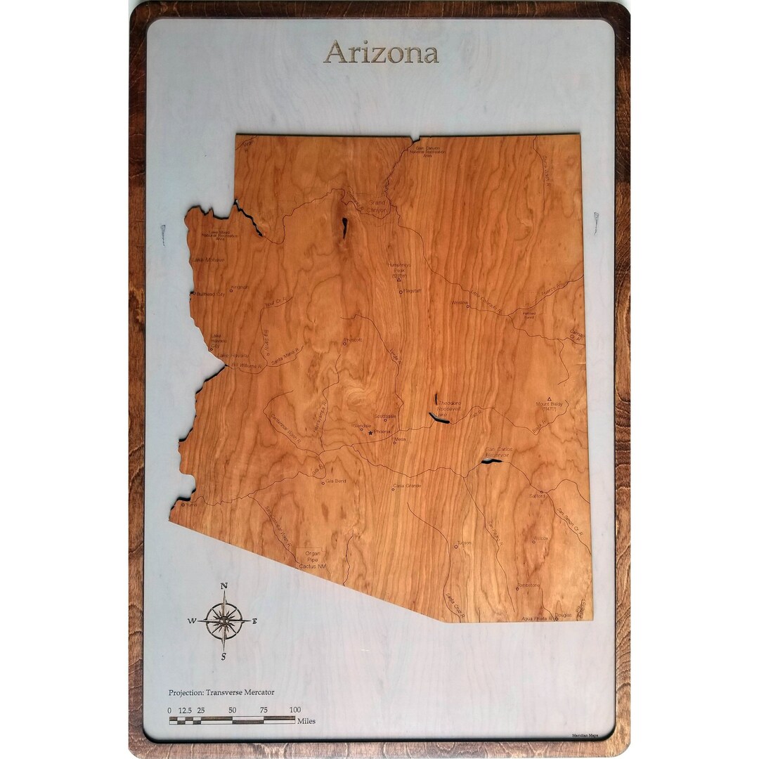 Arizona Map Handmade Gift Wood Wall Art - Vintage Travel Home Decor - Etsy