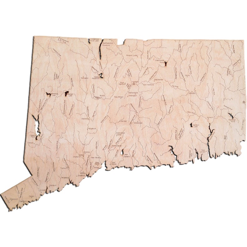 Connecticut Map Handmade Gift Wood Wall Art - Vintage Travel Home Decor ...