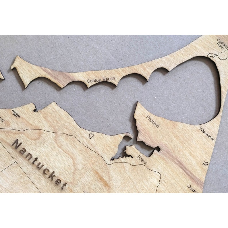 Nantucket, MA Map Handmade Gift Wood Wall Art - Vintage Travel Home ...