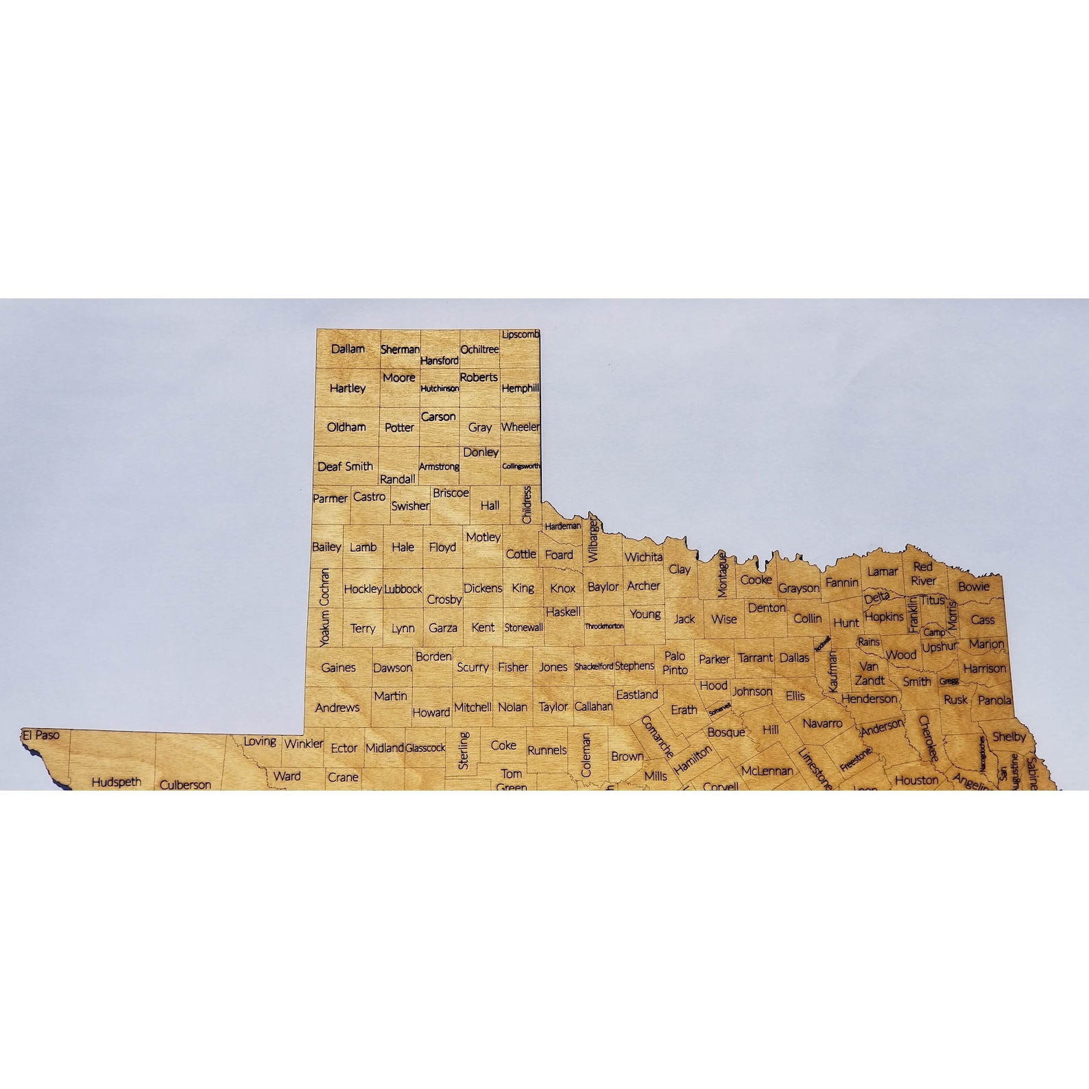 Texas State County Map Handmade Gift Wood Wall Art Map - Vintage Travel ...