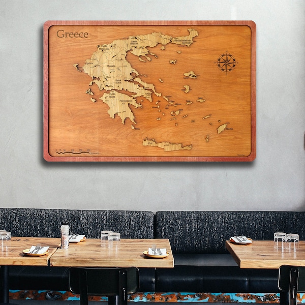 Wood Map of the Greece - Etsy