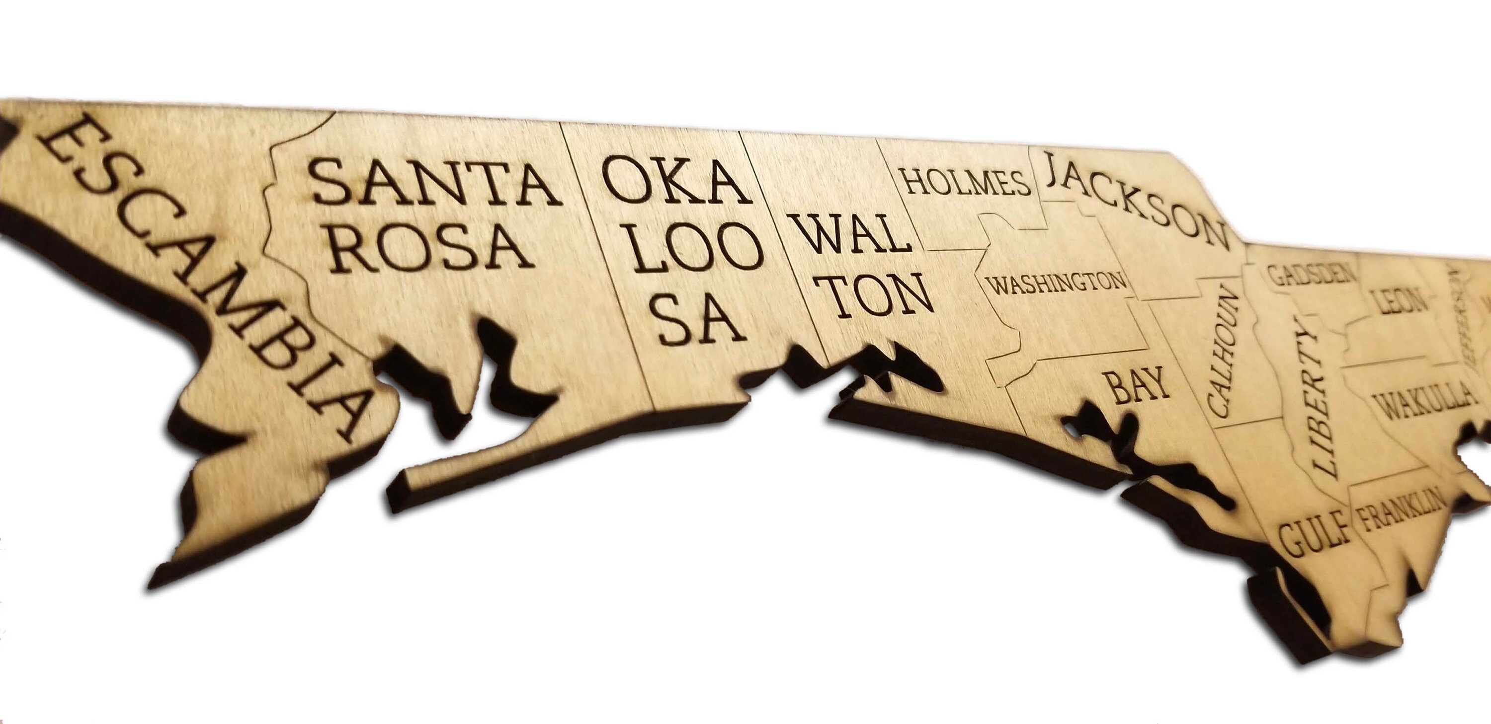 Florida State County Map Handmade Gift Wood Wall Art - Vintage Travel ...