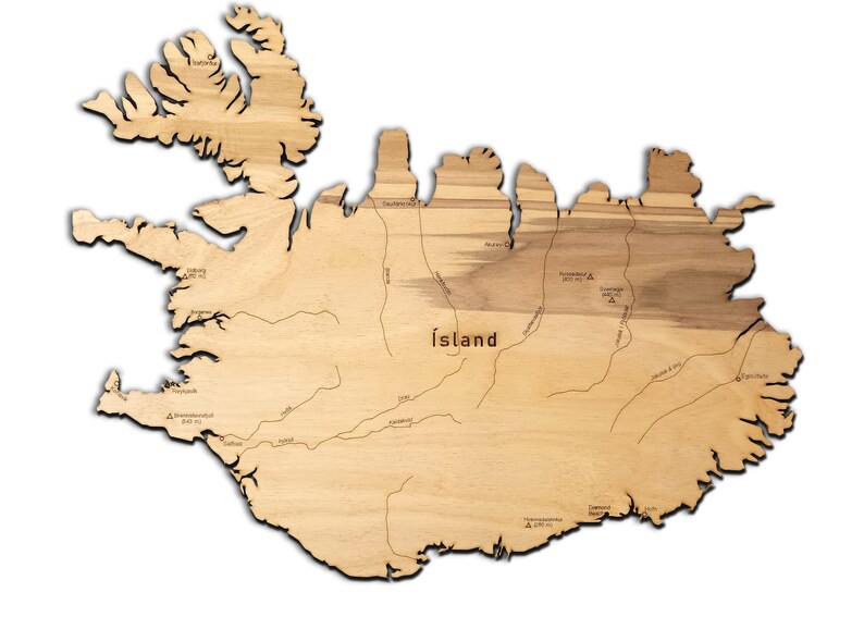 Iceland Wood Map Handmade Gift Wall Art - Vintage Travel Home Decor - Etsy
