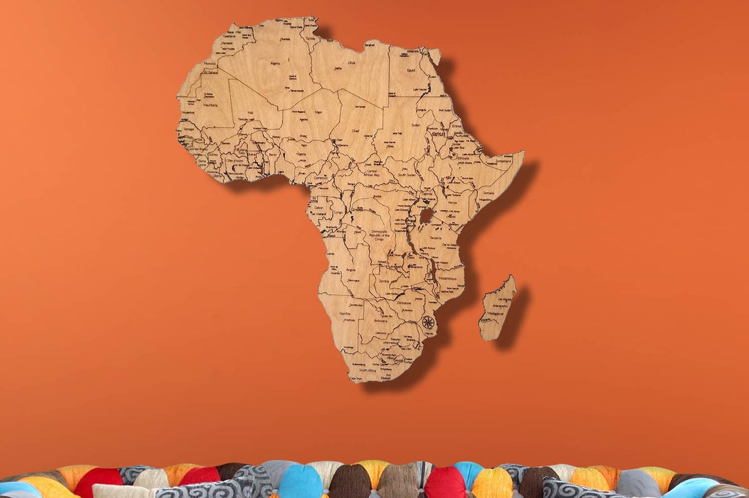 Africa Engraved Wood Map - Vintage Wall Art Home Decor - Etsy