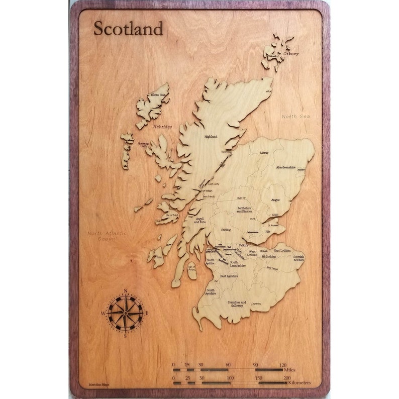 Scotland Map Handmade Gift Wood Wall Art - Vintage Travel Home Decor - Etsy