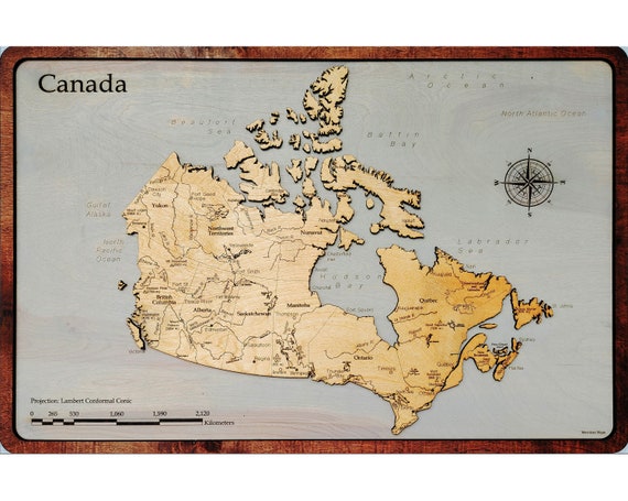 Canada Wood Engraved Map | Etsy