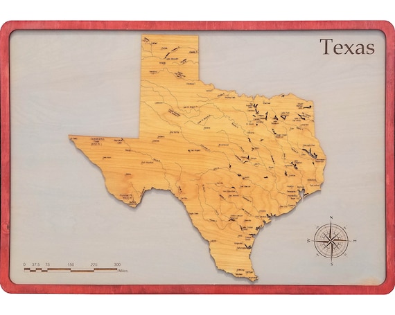 Texas Wood Map Engraved Wood Map | Etsy