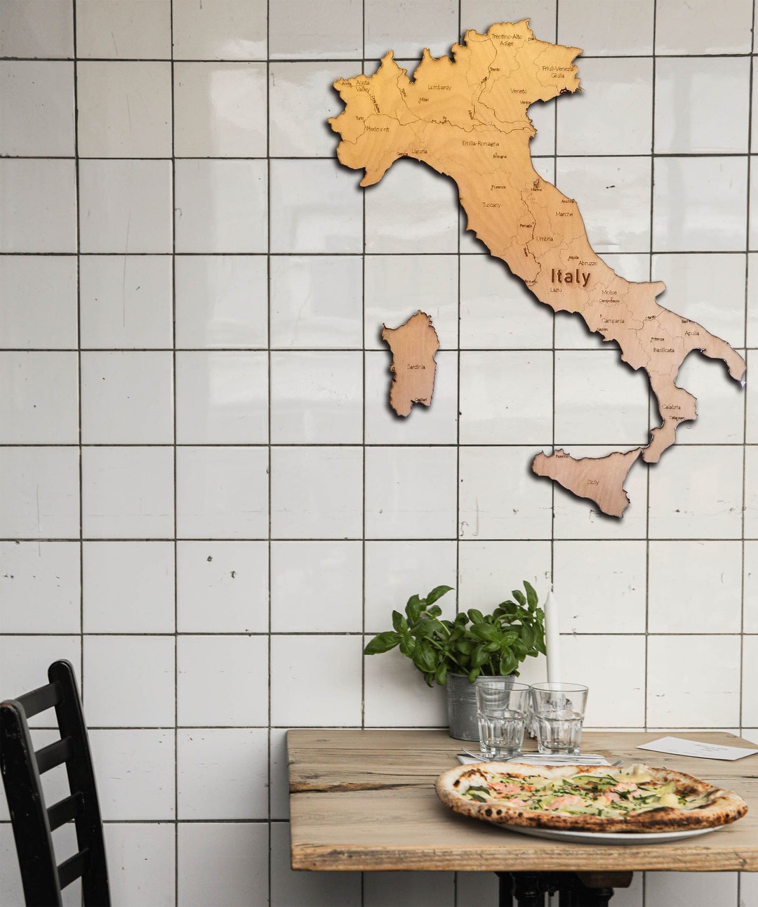 Italy Wood Engraved Map - Etsy