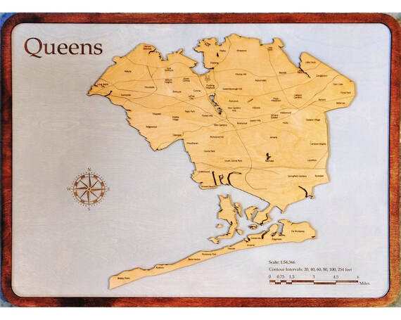 Queens Engraved Wood Map - Etsy Italia