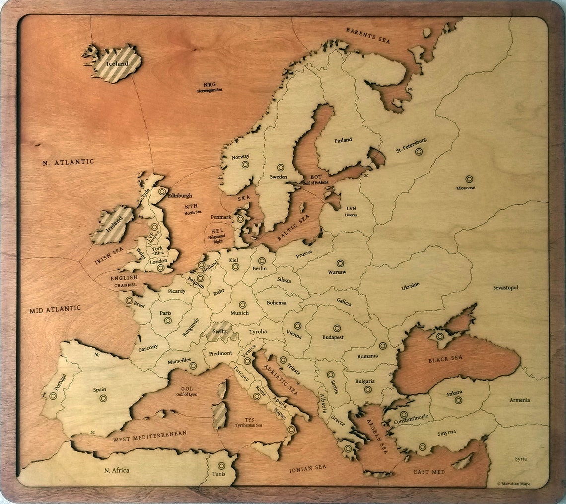 Diplomacy Board Game Wood Engraved Map - Vintage Wall Art Home Decor - Etsy