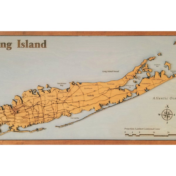 Map of Long Island With Frame - Etsy
