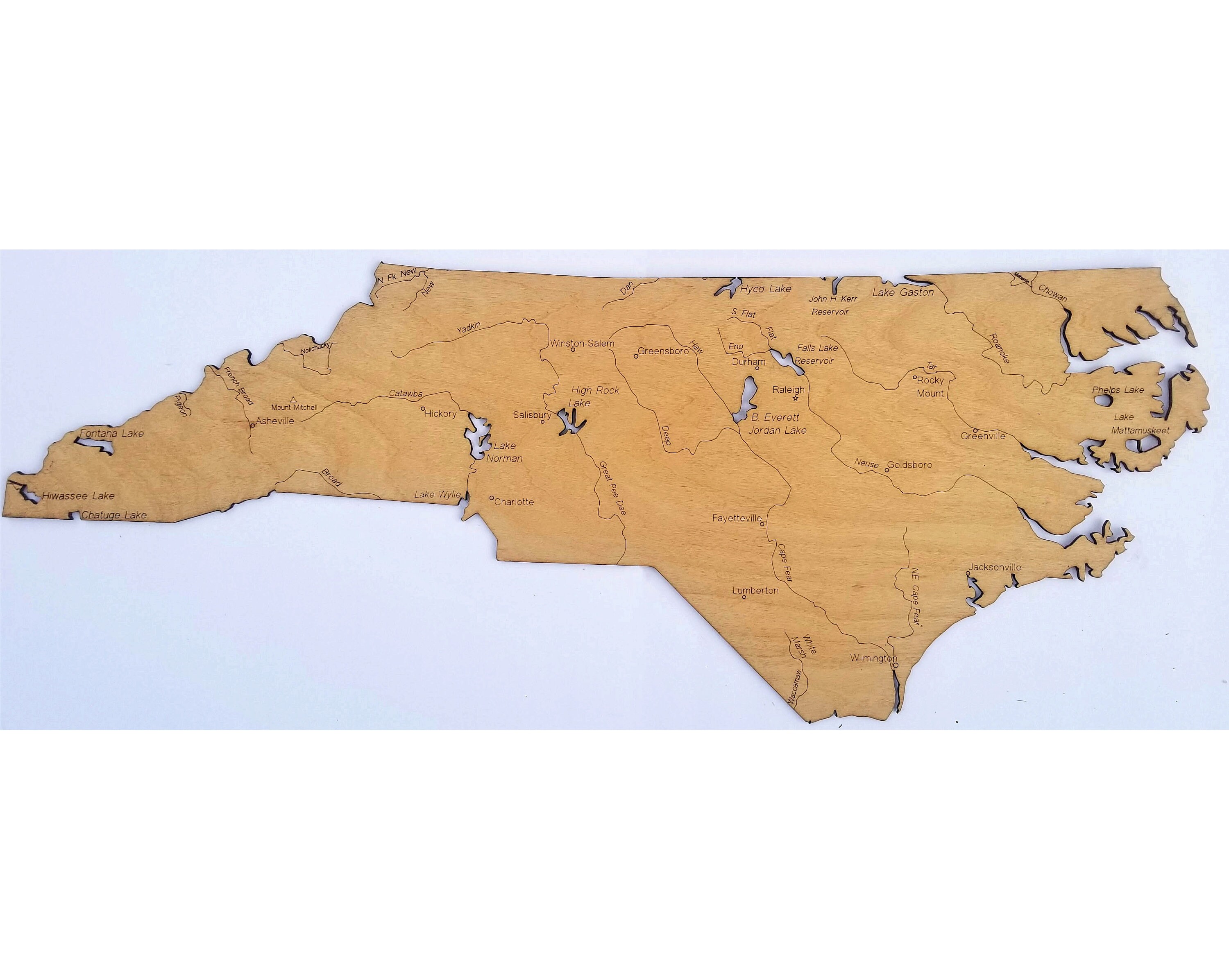 North Carolina Wood Engraved Map - Etsy
