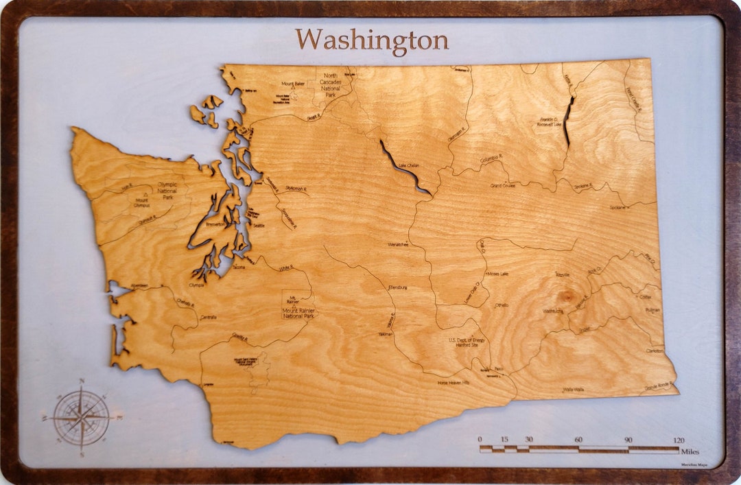 Washington State Wood Map - Etsy