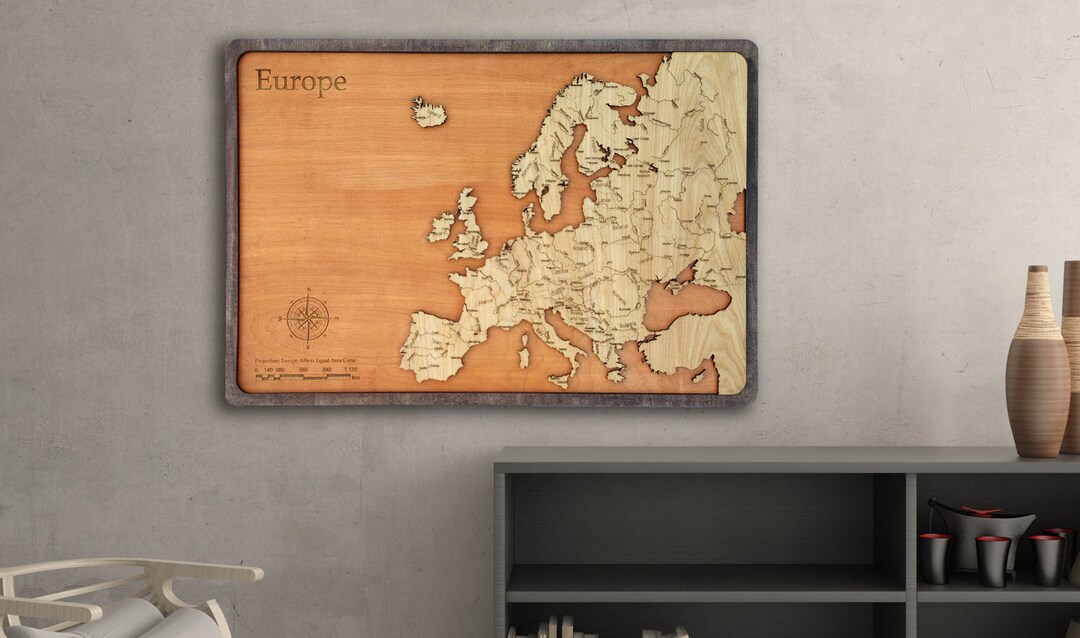 Europe Wood Map Handmade Gift Wall Art - Vintage Travel Home Decor - Etsy