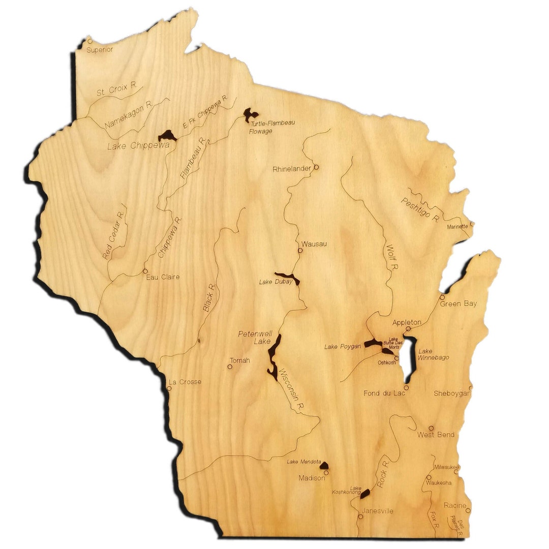 Wisconsin Map Handmade Gift Wood Wall Art - Vintage Travel Home Decor ...