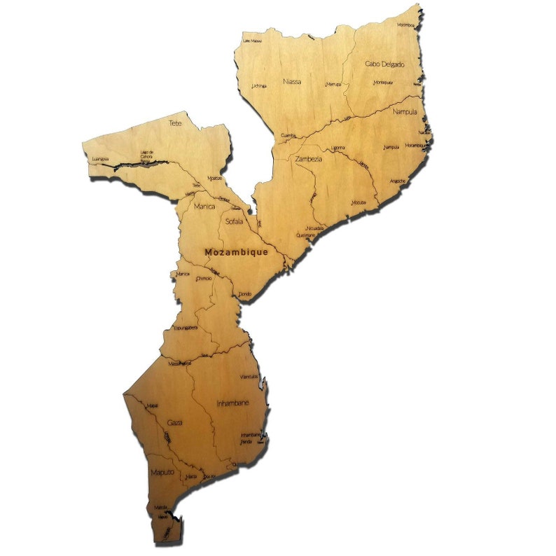 Mozambique Map Handmade Gift Wood Wall Art - Vintage Travel Home Decor ...