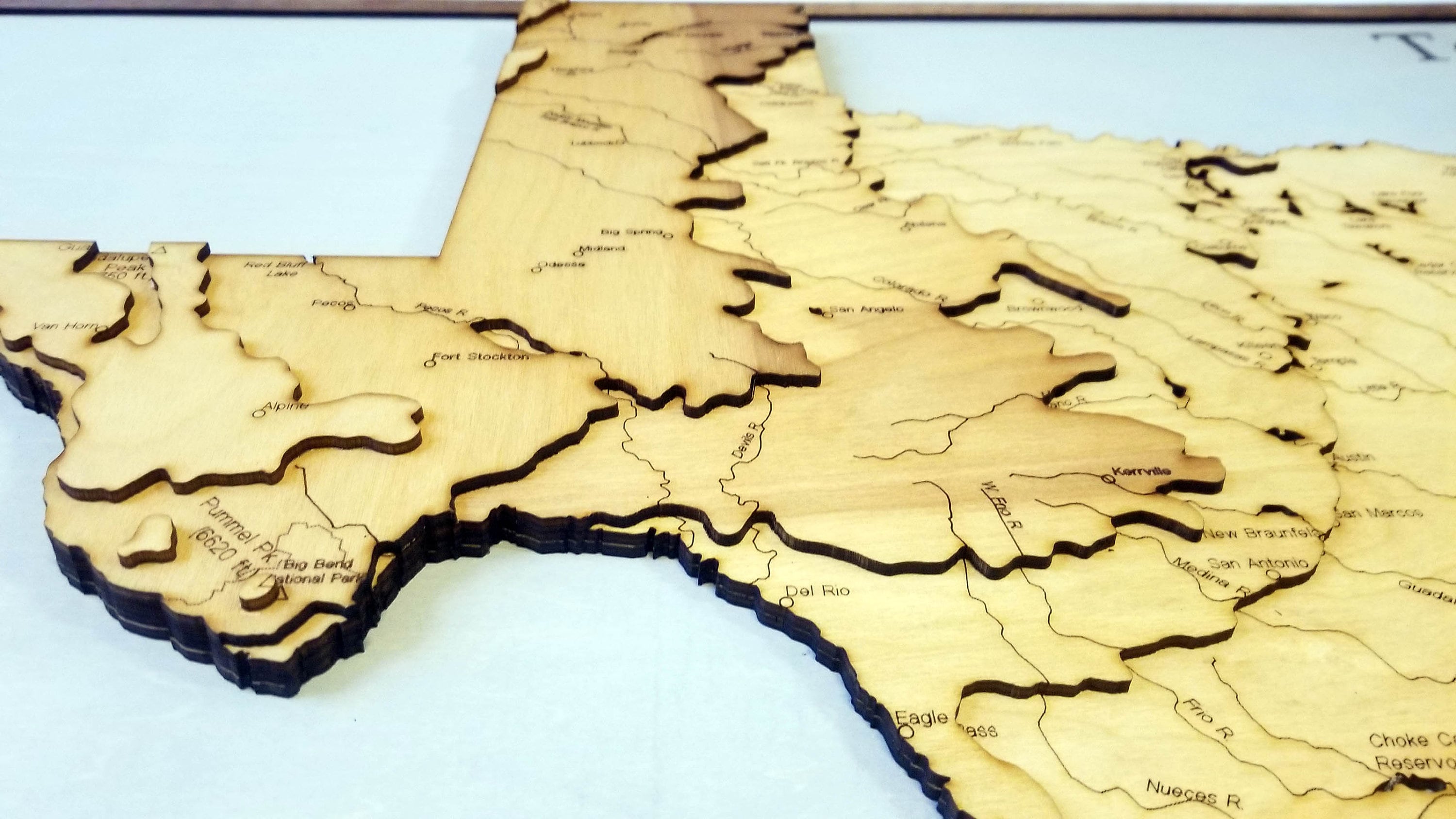 Texas Wood Map Engraved Wood Map - Etsy