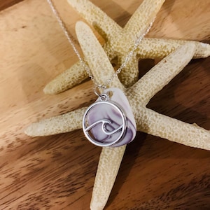 Genuine Purple Wampum Shell Necklace With Wave Charm - Etsy Israel