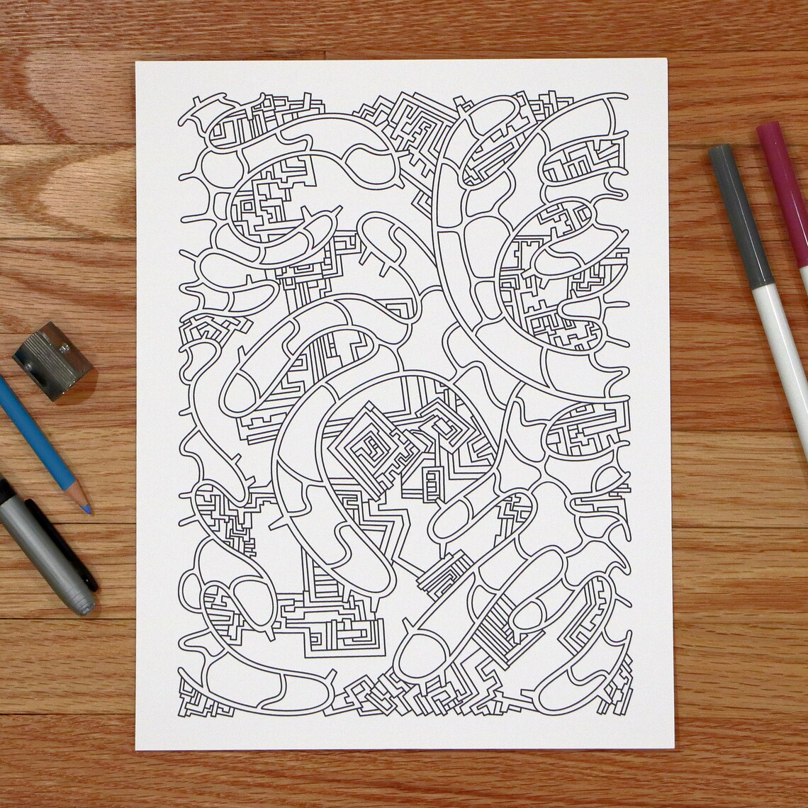 Abstract Printable Coloring Pages, 5 Pack, 9 of 10 - Etsy