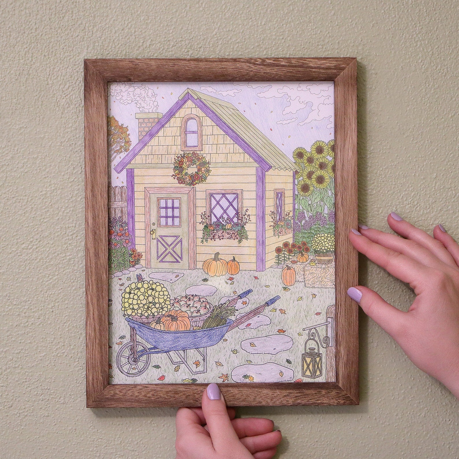 Autumn Cottage Printable Coloring Page - Etsy