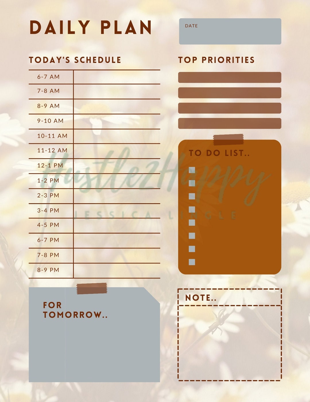 Printable Daily Planner Daisies - Etsy