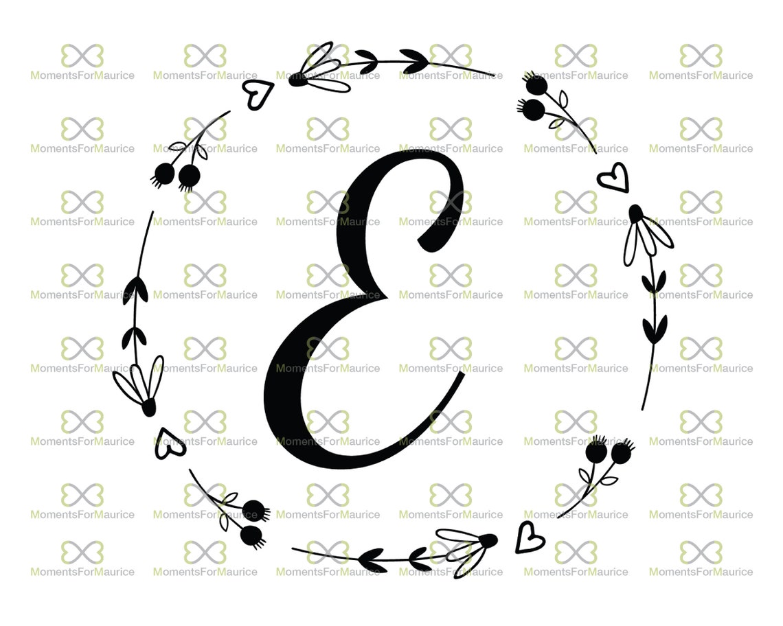E Initial Svg Floral Initial Svg Initial Monogram Svg | Etsy