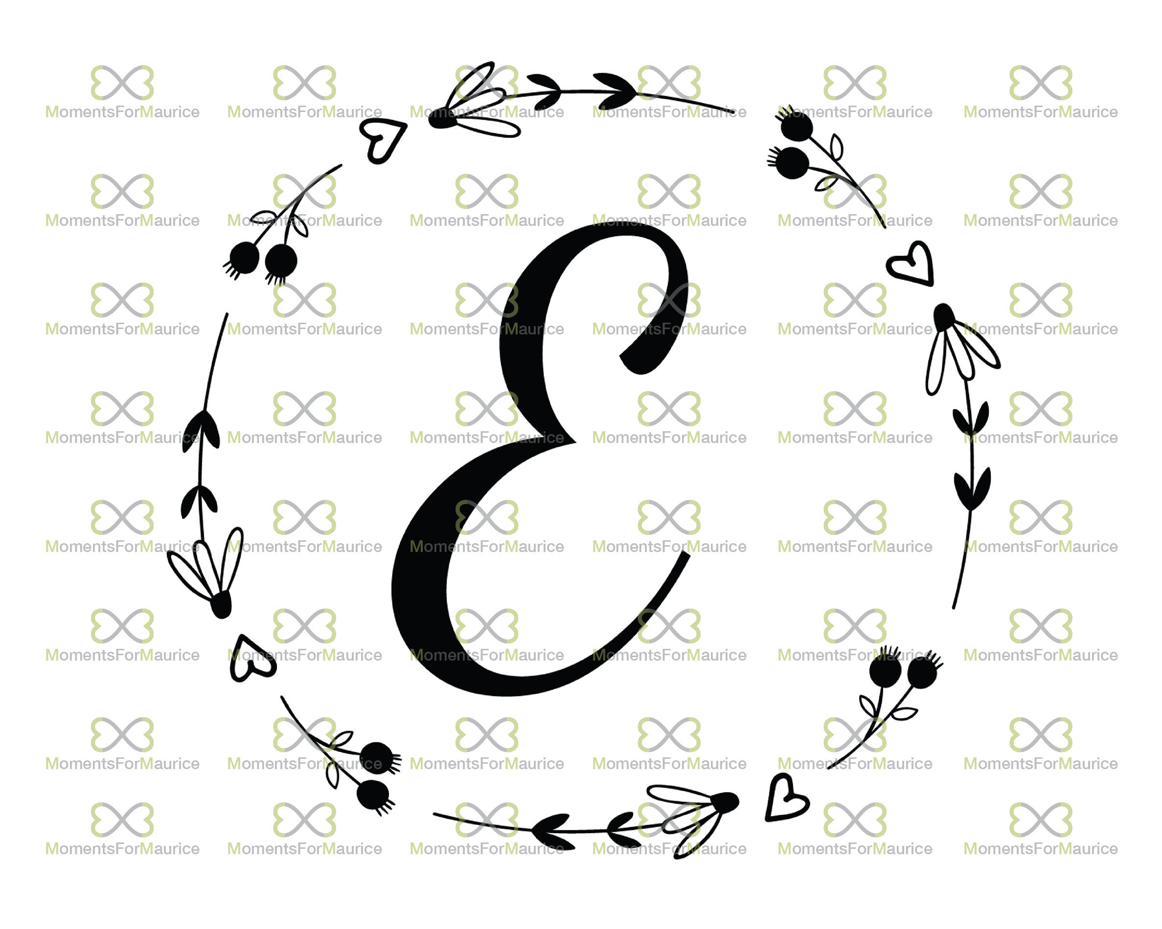 E Initial Svg Floral Initial Svg Initial Monogram Svg | Etsy